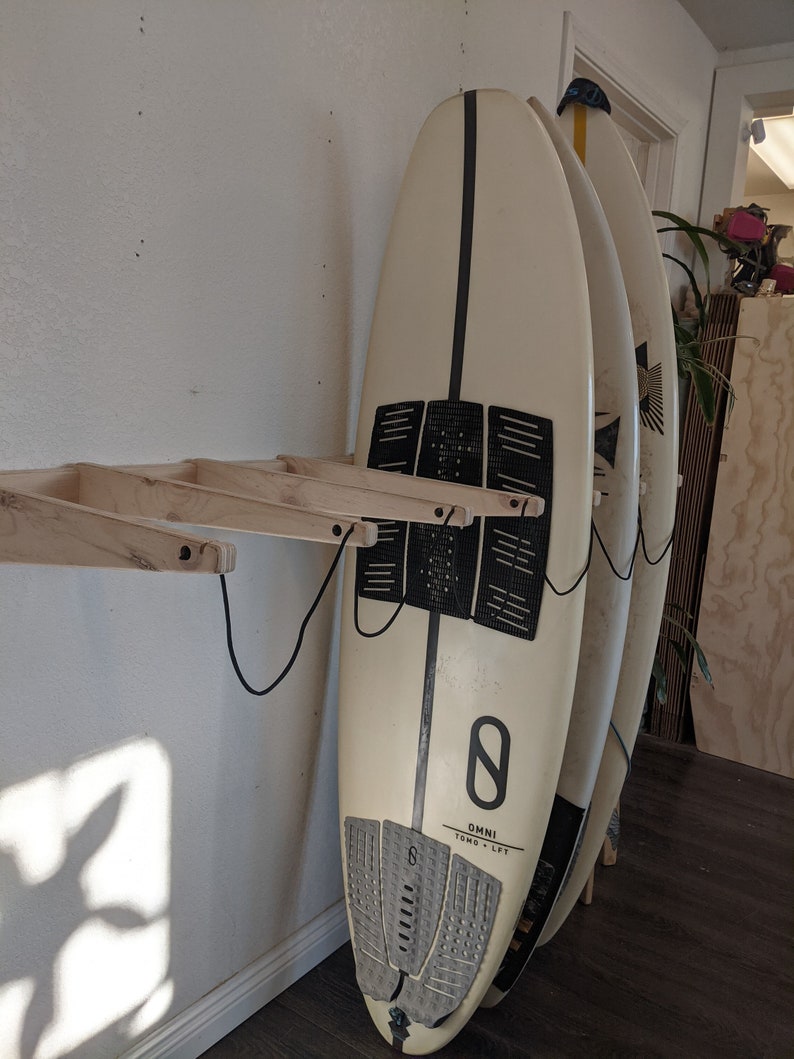 6 Slot Surfboard Rack: Modular Pine Plywood Wall Mount - Etsy UK