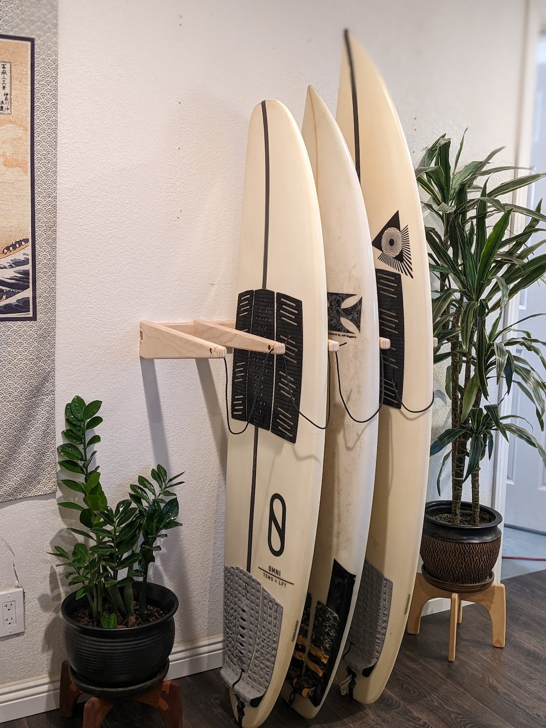 4 Slot Surf Rack / 5" Wide Slots / Economy Surf Rack / Modular Wall ...