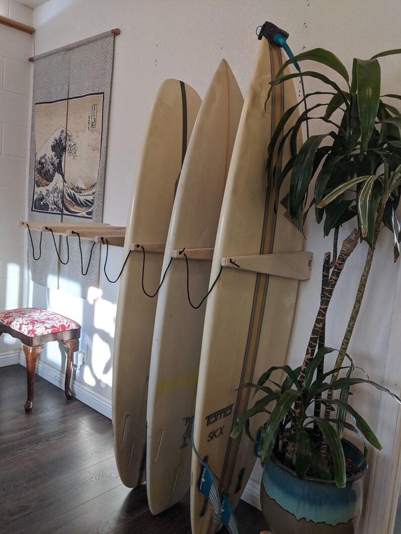 6 Slot Surfboard Rack: Modular Pine Plywood Wall Mount - Etsy UK