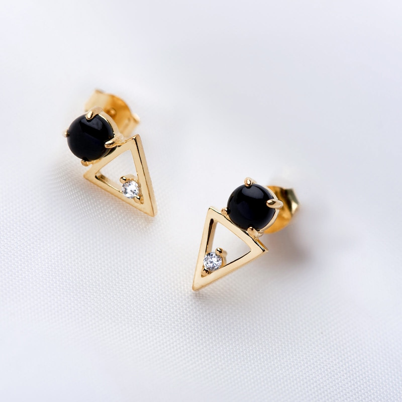 Triangle Onyx Earrings - Etsy