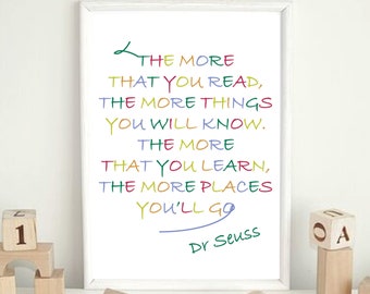 Dr Seuss Nursery Quote Print the More That You Read Dr. Seuss | Etsy