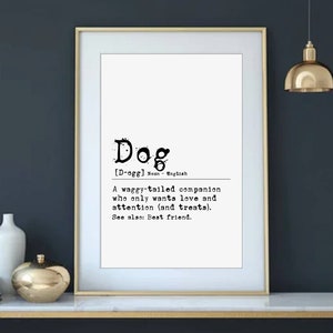 Dog Definition Print Gift for Dog Lovers Monochrome Vintage Typewriter ...