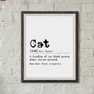 Cat Definition Print Gift for Cat Lovers Monochrome Vintage Typewriter ...