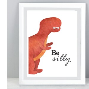 Set of 6 Children's Dinosaur Nursery Prints Wall Art Playroom Dinosaur ...