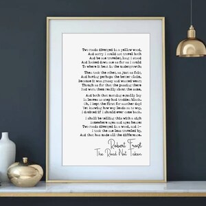 Robert Frost Poem Print the Road Not Taken Poetry Quote Print ...