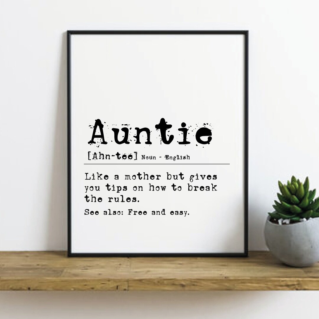 Auntie Definition Print Gift for Aunties Monochrome Vintage Typewriter ...