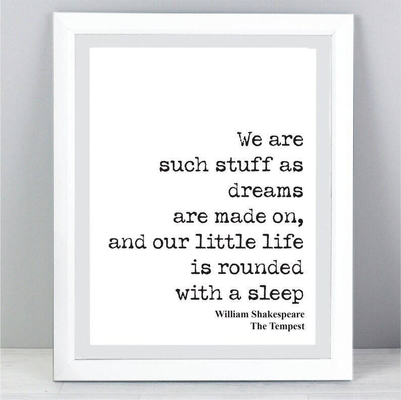 William Shakespeare Quote Print the Tempest Wall Art Dreams | Etsy