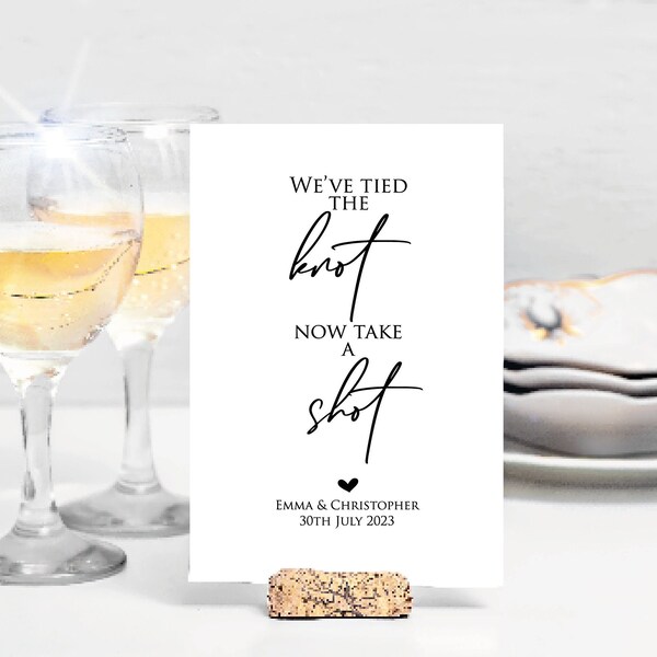 Personalised Take a Shot We've Tied the Knot Wedding Sign - Etsy UK