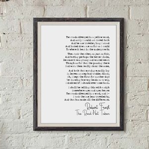 Robert Frost Poem Print the Road Not Taken Poetry Quote Print ...