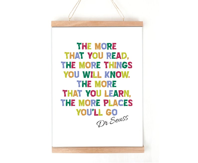 Dr Seuss Nursery Quote Print the More That You Read the More - Etsy