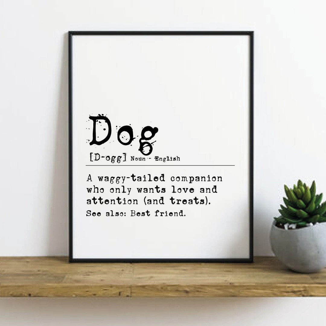 Dog Definition Print Gift for Dog Lovers Monochrome Vintage Typewriter ...