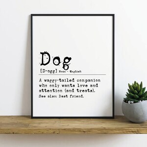 Dog Definition Print Gift for Dog Lovers Monochrome Vintage Typewriter ...