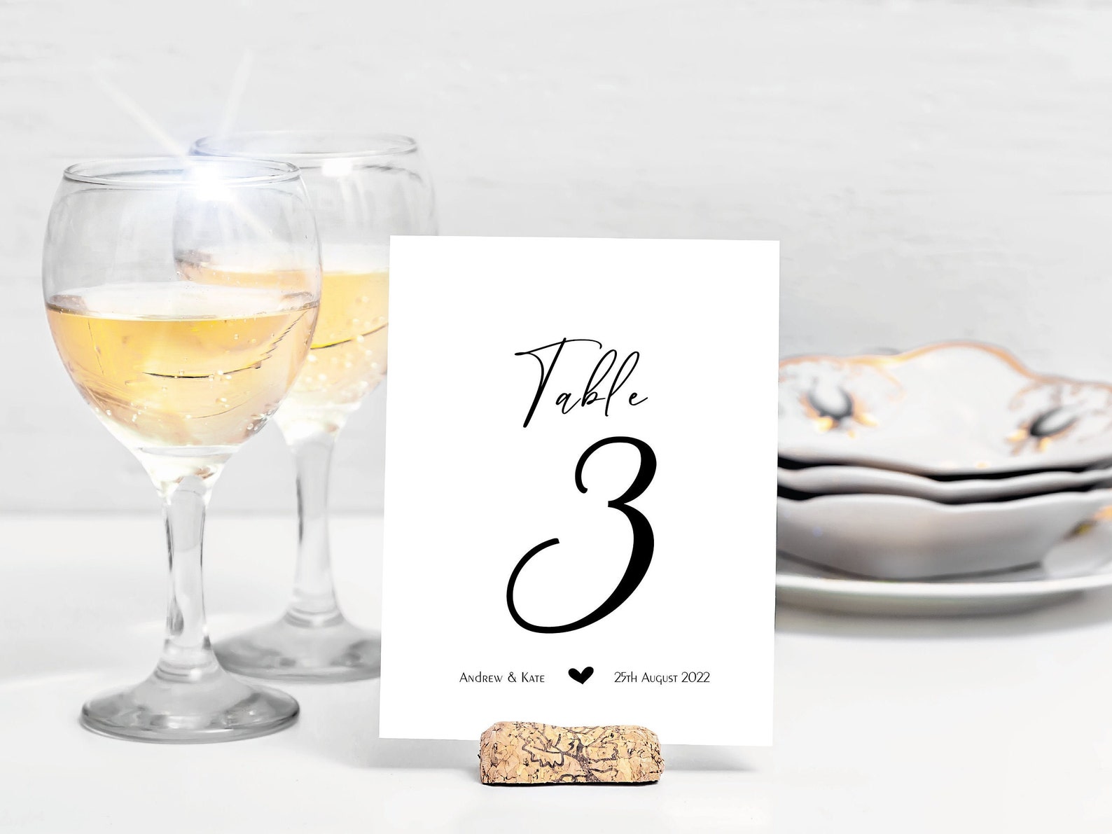Personalised Wedding Table Number Cards Custom Minimalist | Etsy