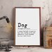 Dog Definition Print Gift for Dog Lovers Monochrome Vintage Typewriter ...