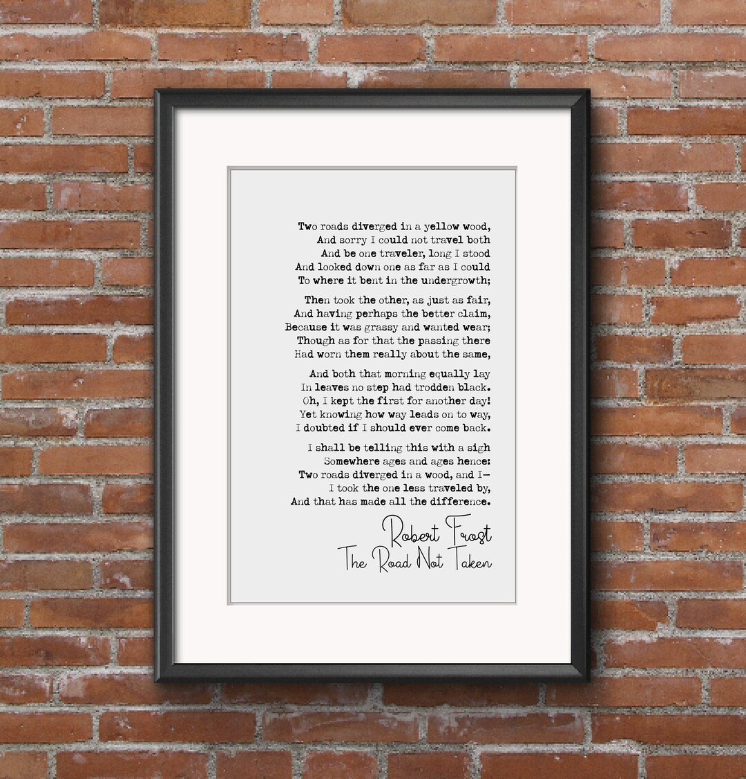 Robert Frost Poem Print the Road Not Taken Poetry Quote Print ...