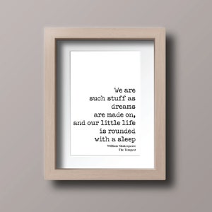 William Shakespeare Quote Print the Tempest Wall Art Dreams | Etsy