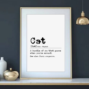 Cat Definition Print Gift for Cat Lovers Monochrome Vintage Typewriter ...
