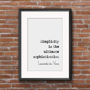 Leonardo Da Vinci Quote Print Simplicity is the Ultimate Sophistication ...