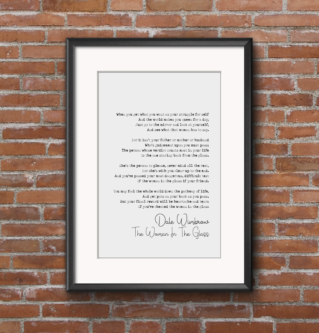 Dale Wimbrow Poem Print the Woman in the Glass Poetry Quote Print ...