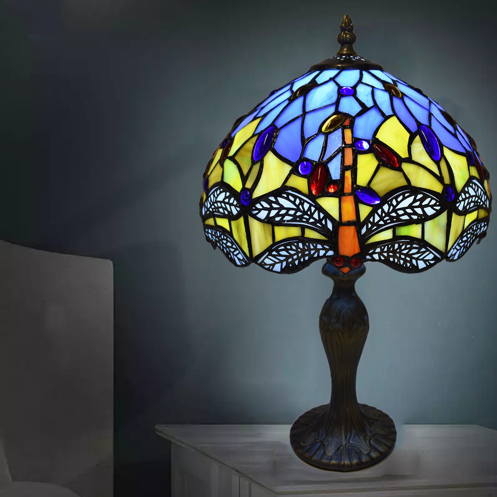 Antique Tiffany Style Handcrafted Art Table Bedside Light Desk - Etsy