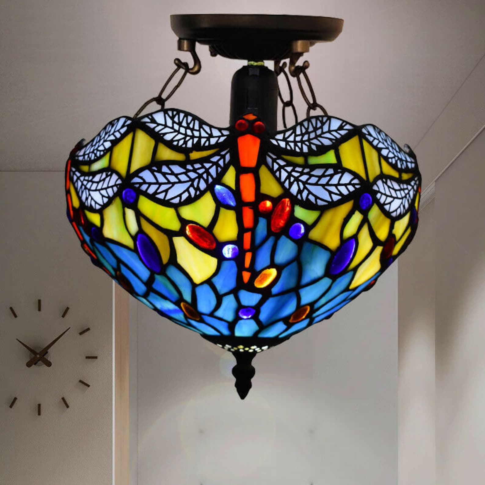 Tiffany Style Stained Glass Ceiling Lamp Home Decor Lamps | Etsy