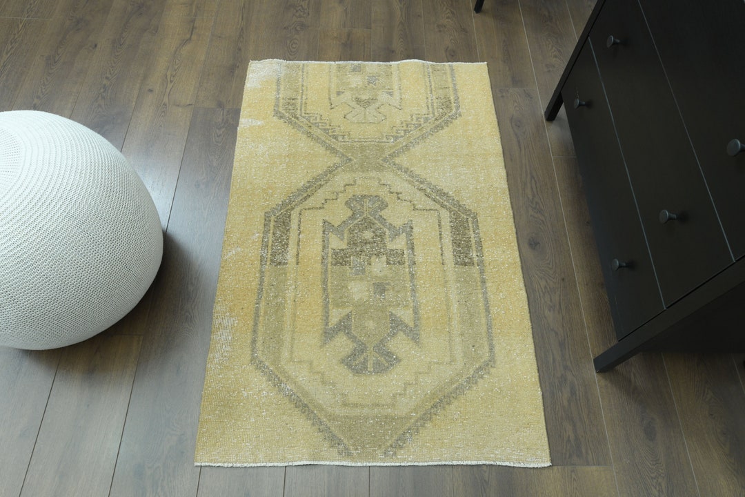 3x4 Vintage Beige Cream Rug, Turkish Rug, Accent Rugs, Oushak Rug ...
