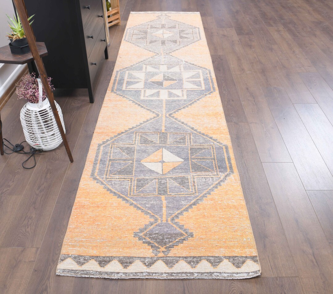 100x300 cm, VINTAGE TÜRKISCHER LÄUFER, Handgemachter Teppich für die ...