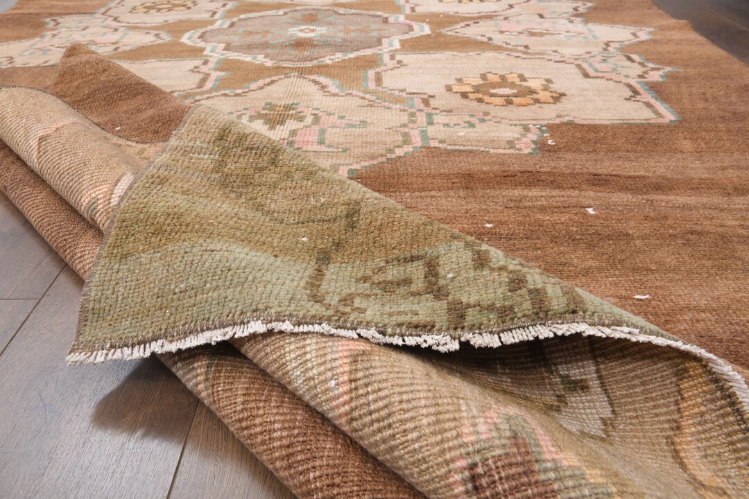 5'5x10'7 Ft, VINTAGE TURKISH RUG, Brown Area Rug, Oushak Handmade Wool ...