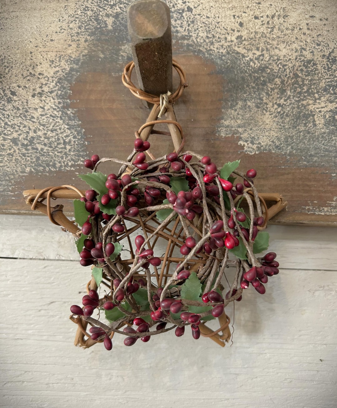 Primitive Pip Berry Wreath Star Christmas Ornament | Grapevine Star Pip ...