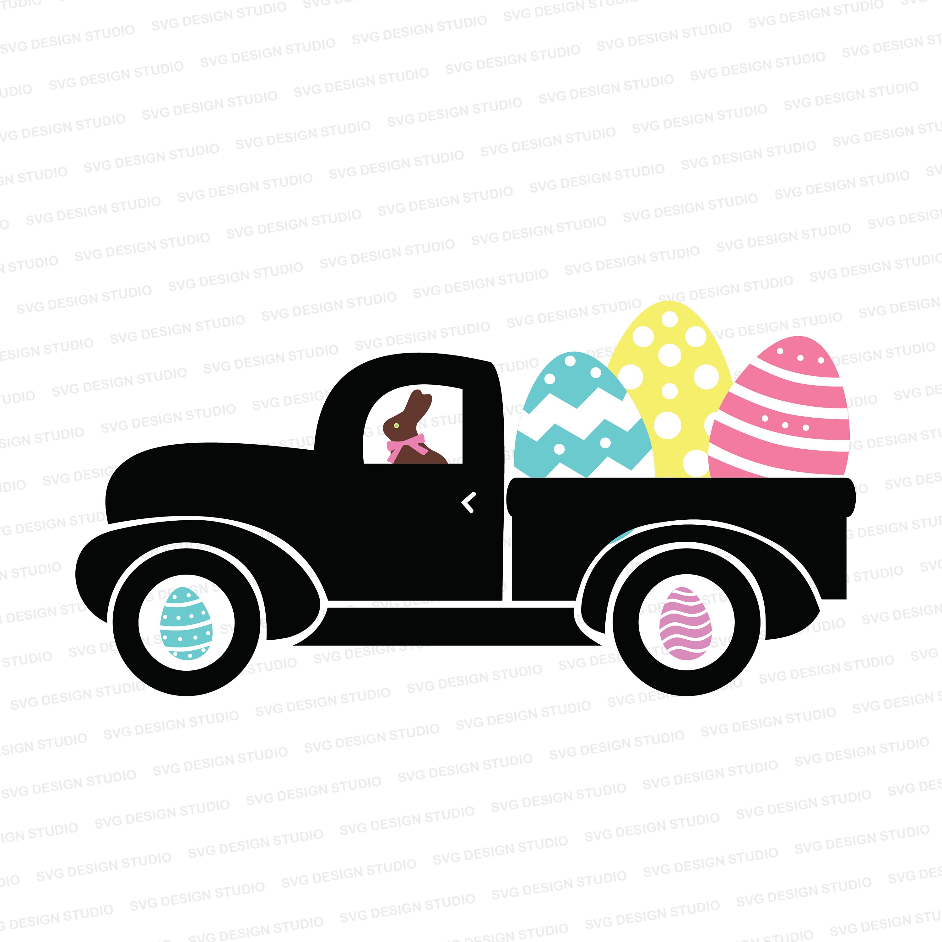 Easter Truck Svg Easter Bunny Svg Truck With Eggs Svg Dxf - Etsy
