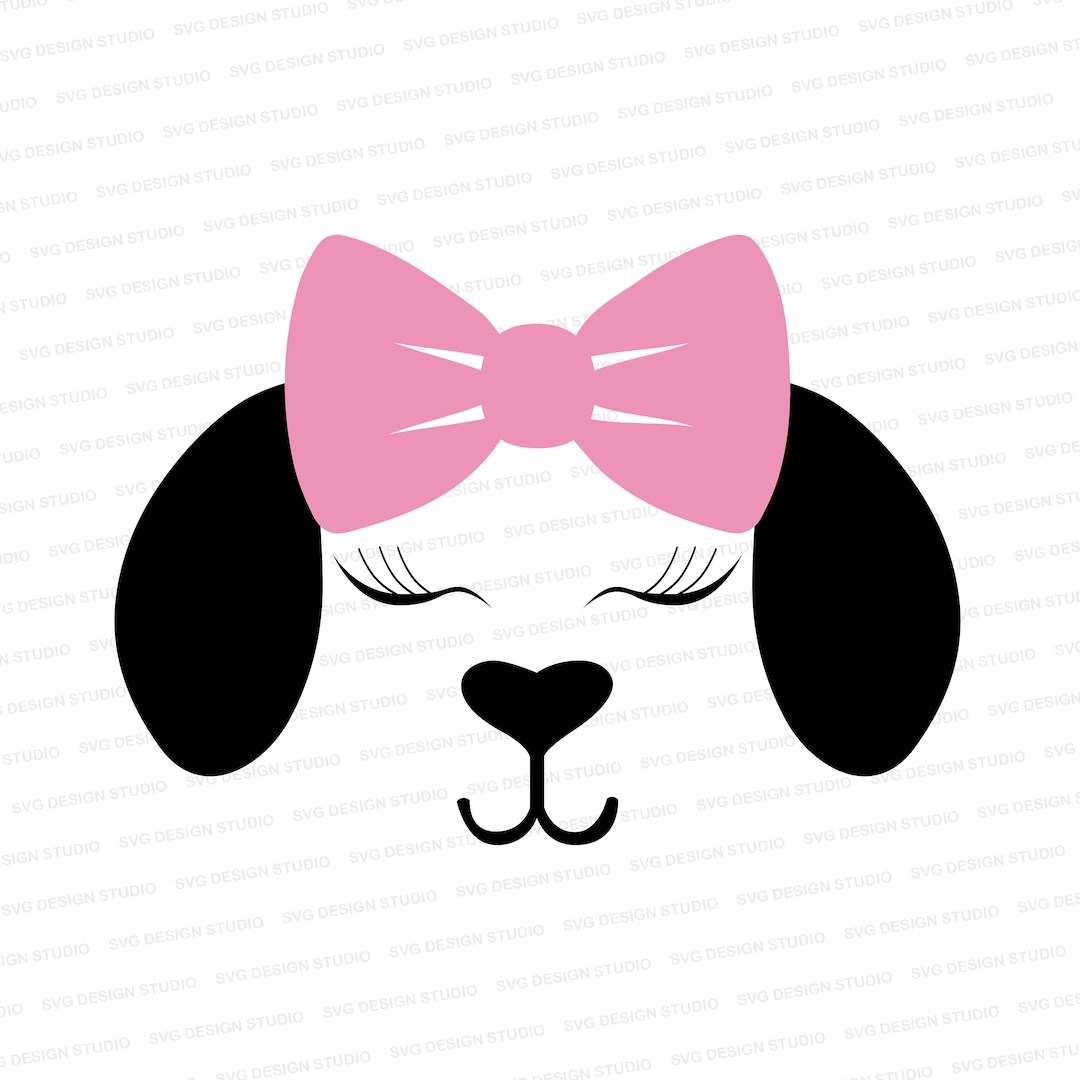 Puppy With Pink Bow SVG | Pink Bow Puppy SVG | Dog With Pink Bow Cut ...