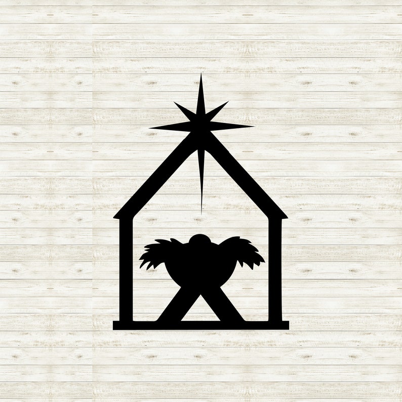 Manger SVG | Christmas Manger Silhouette SVG | Stable and Manger Cut ...