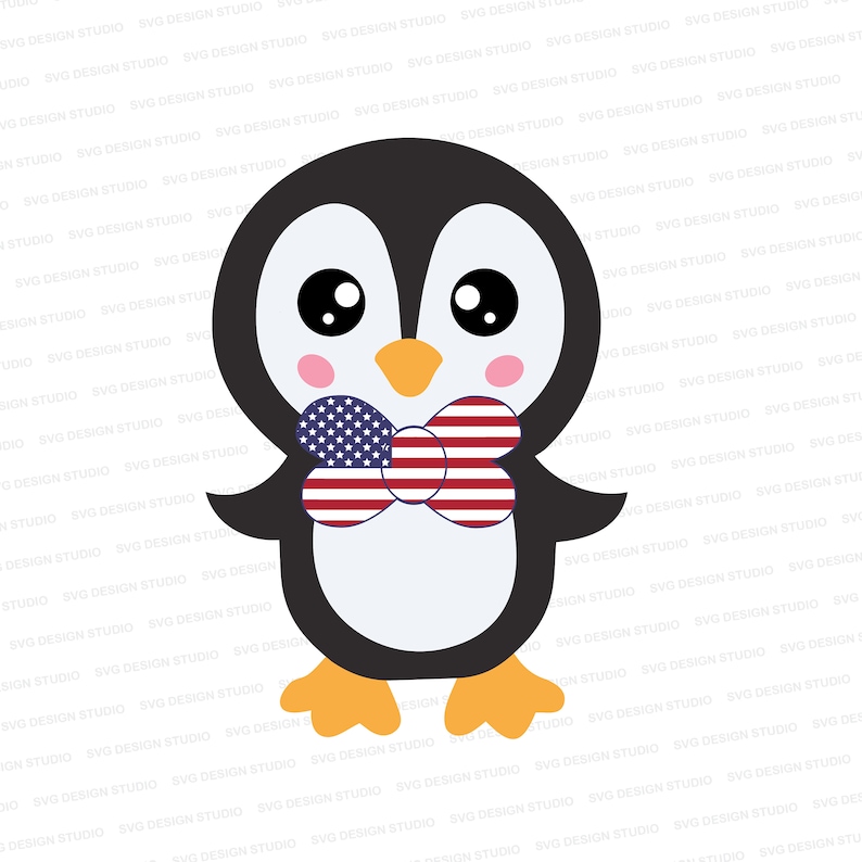 Penguin American Flag Bowtie Svg / Vectored Flag Penguin / - Etsy
