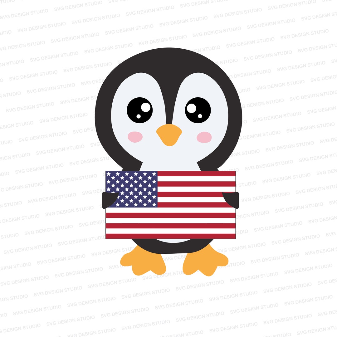 American Flag Penguin Svg / Vectored Flag Penguin / Penguin Svg Files ...
