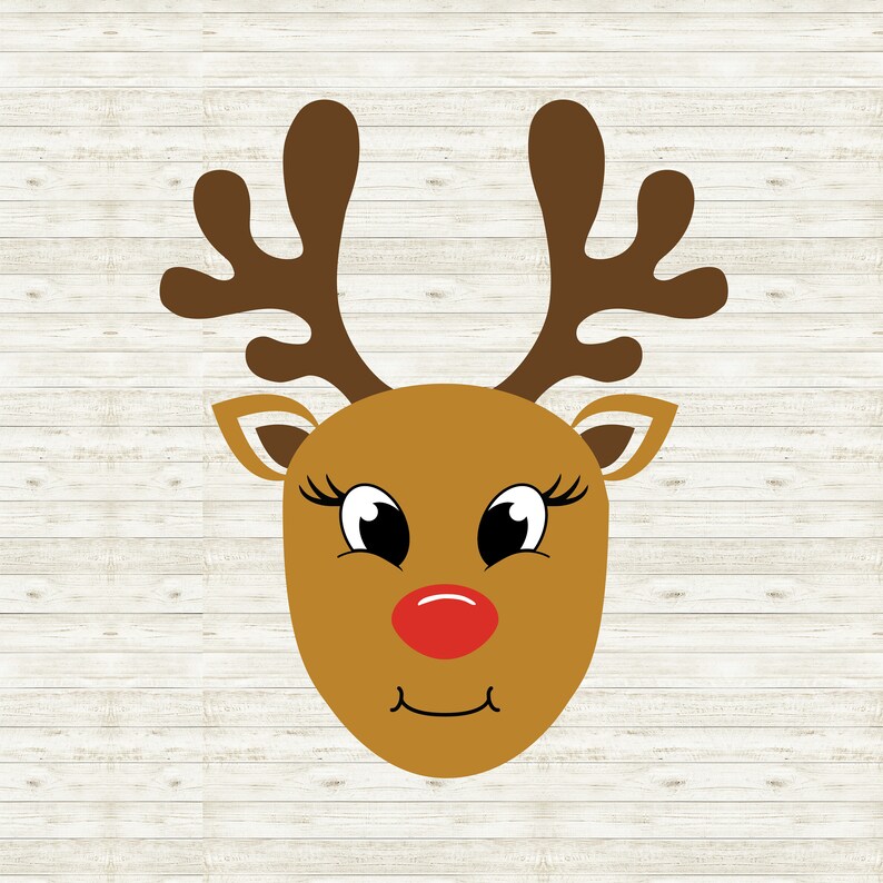 Girl Reindeer Face SVG Christmas Reindeer Face SVG Rudolph | Etsy
