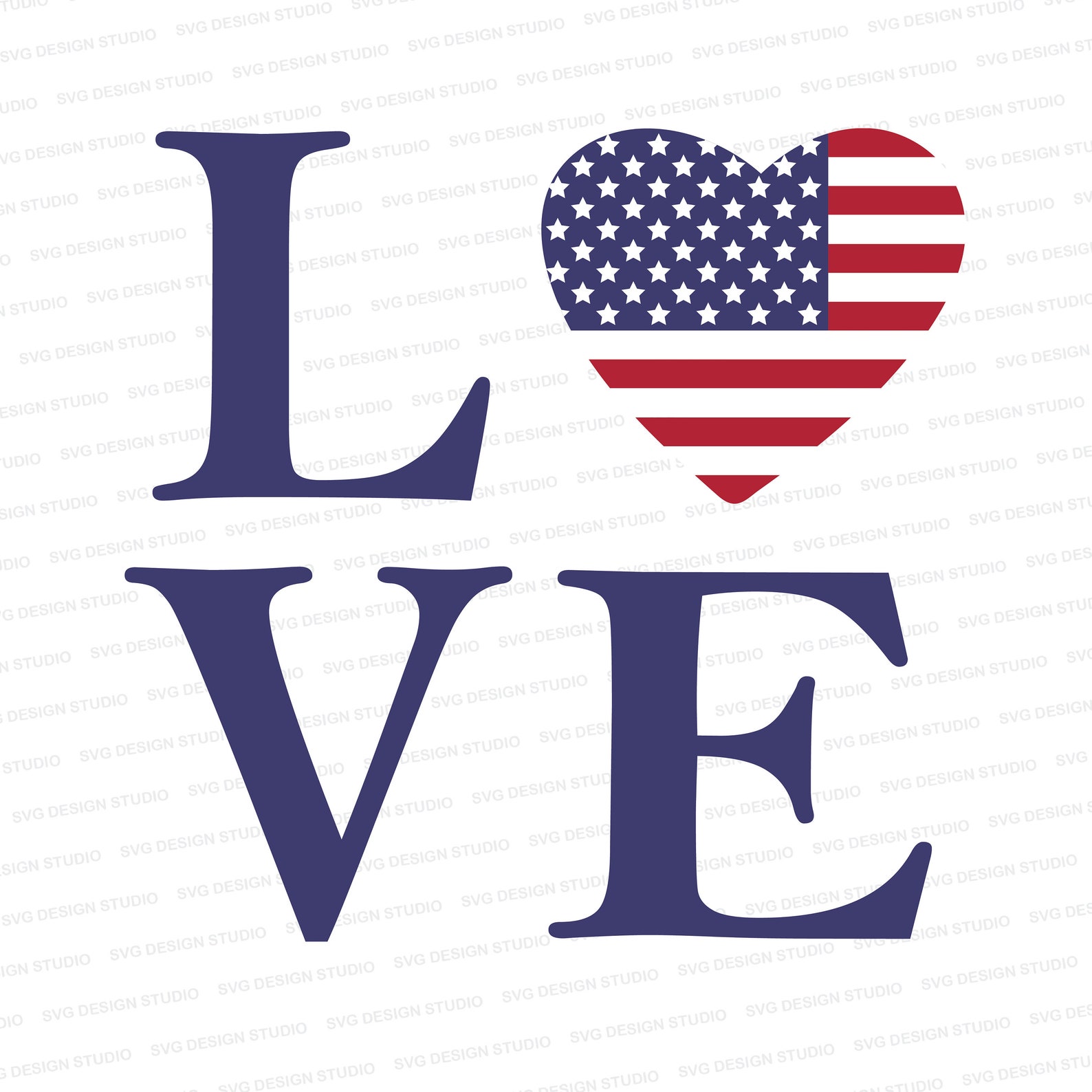 Love With Heart Flag SVG / Independence Day File / Fourth of July / Svg ...