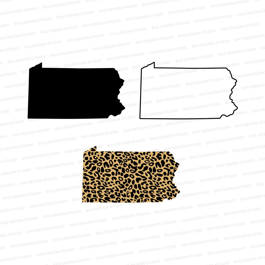Pennsylvania Shape SVG | Leopard Pennsylvania Silhouette Svg | Black ...