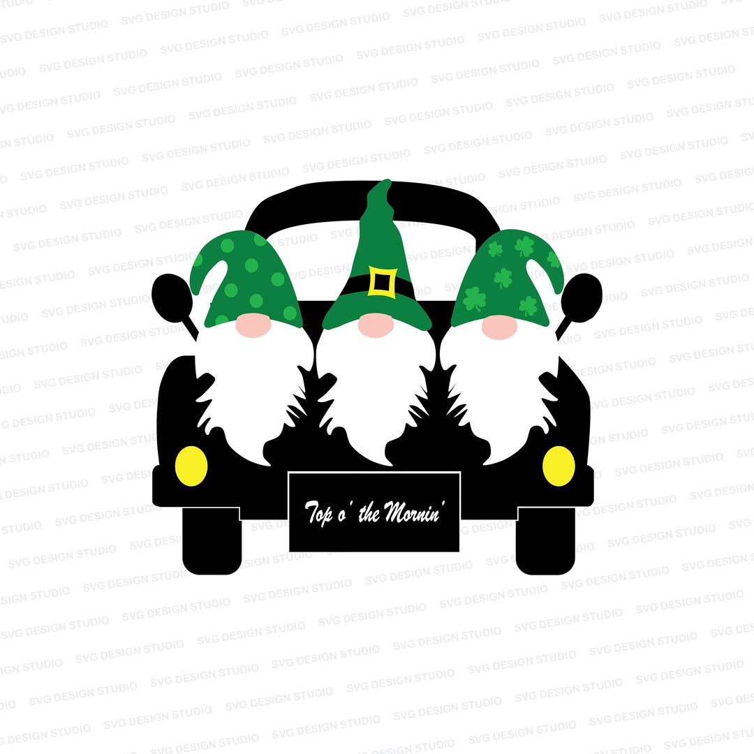 Gnomes in Car SVG | Three Gnomes St. Patrick's Day Car SVG | St ...