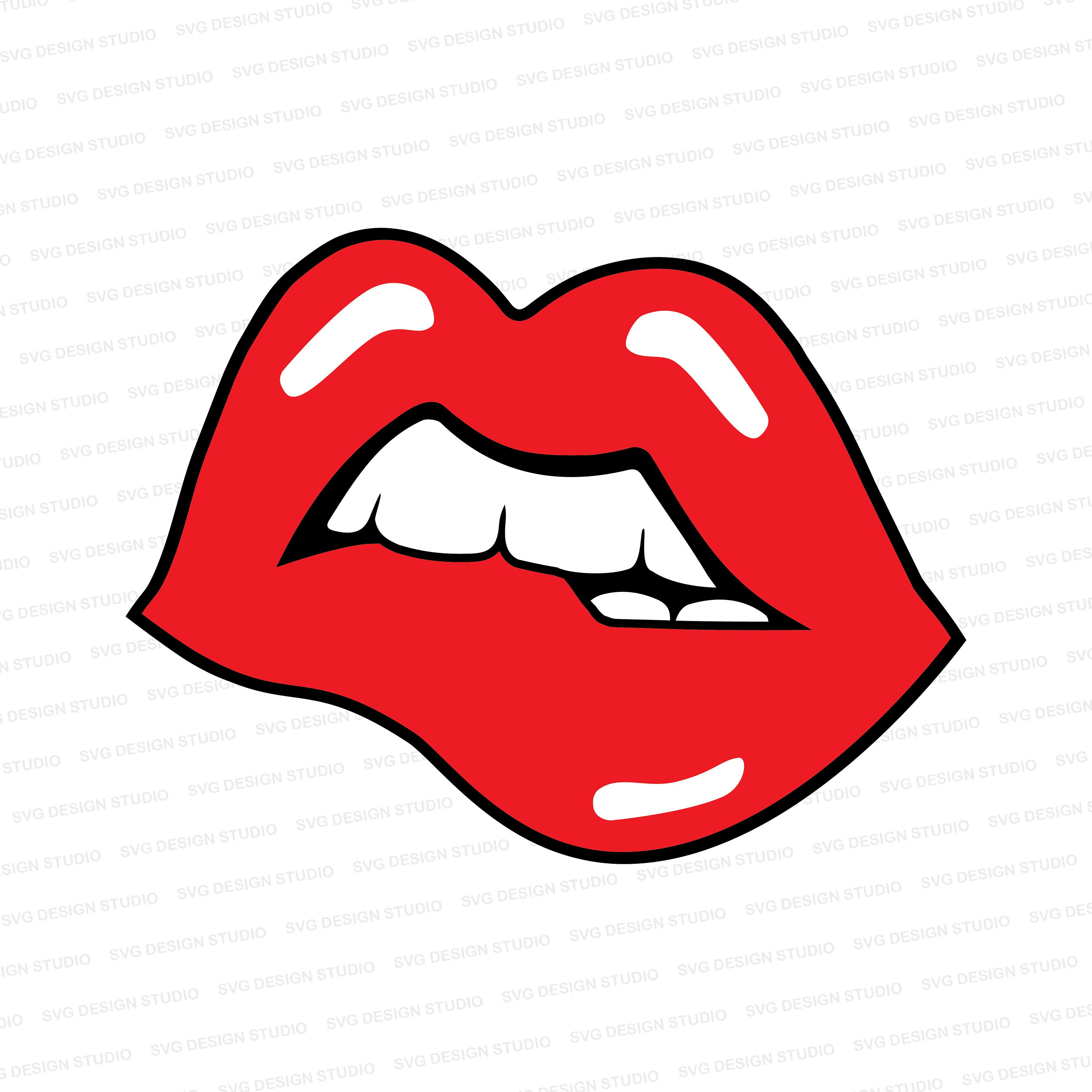 Teeth Biting Luscious Lips Red Lips Svg Rock Band T-shirt - Etsy