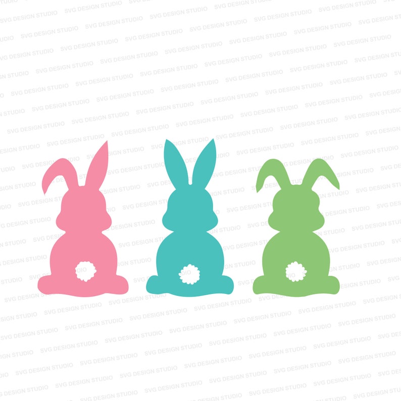 Easter Bunny Trio SVG Three Easter Bunny Figures Easter - Etsy