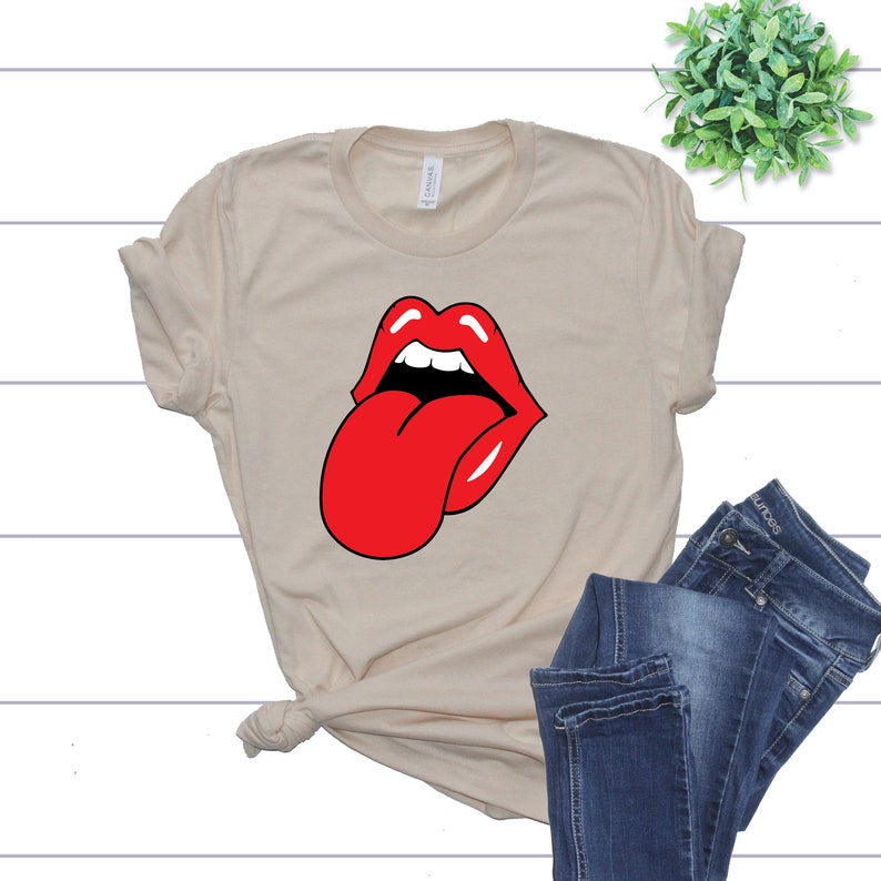 Luscious Lips With Tongue Red Lips Svg Rock Band T-shirt - Etsy