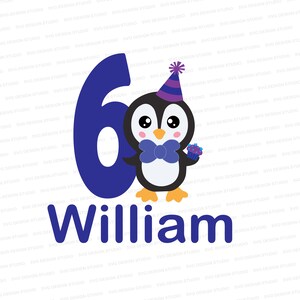 Six Year Old Birthday Boy Svg, Penguin 6th Birthday for Boy Svg Dxf Eps ...