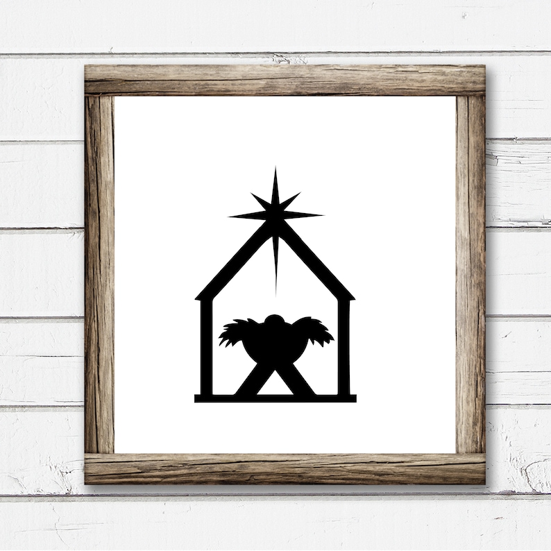 Manger SVG | Christmas Manger Silhouette SVG | Stable and Manger Cut ...