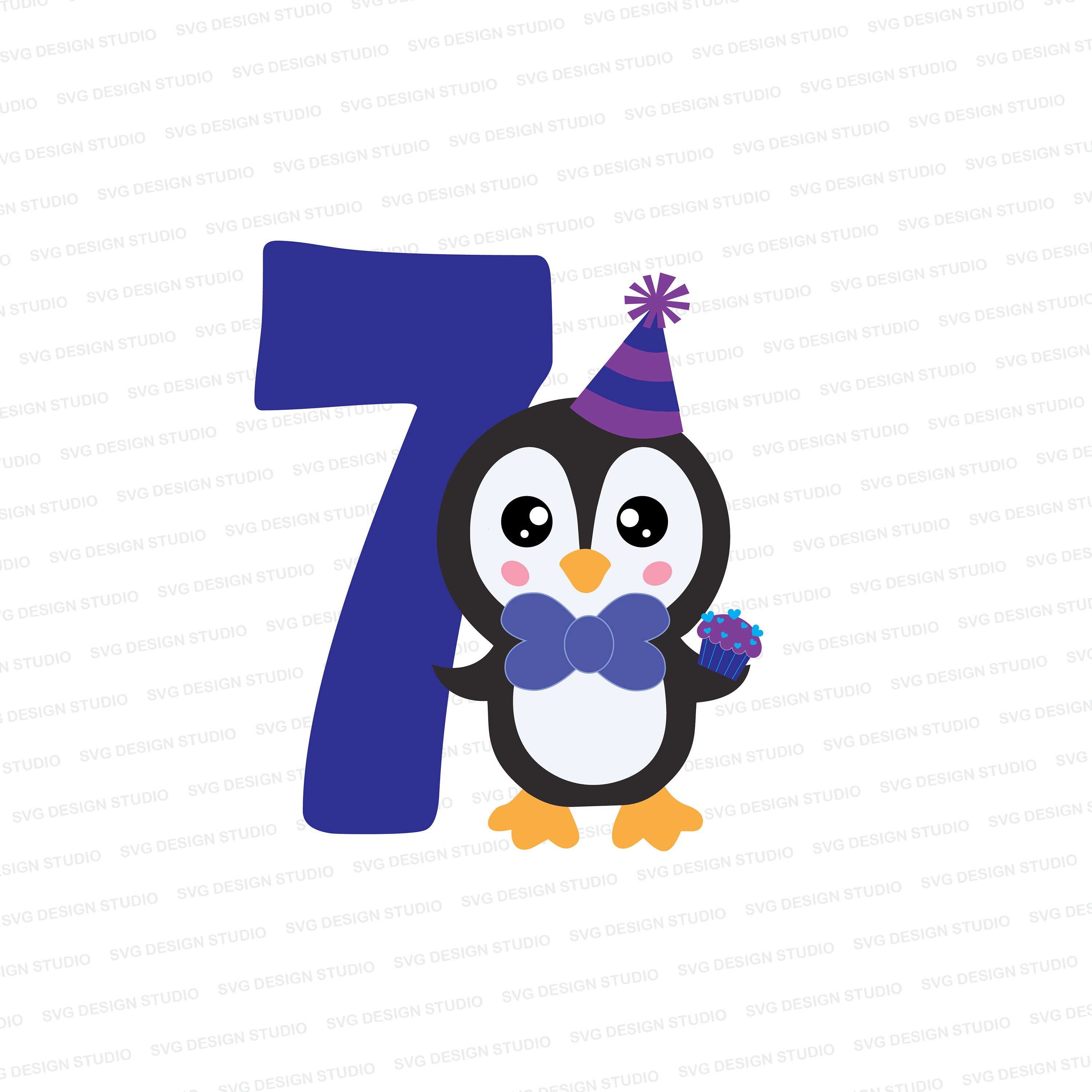 Seven Year Old Birthday Boy Svg Penguin 7th Birthday for Boy | Etsy