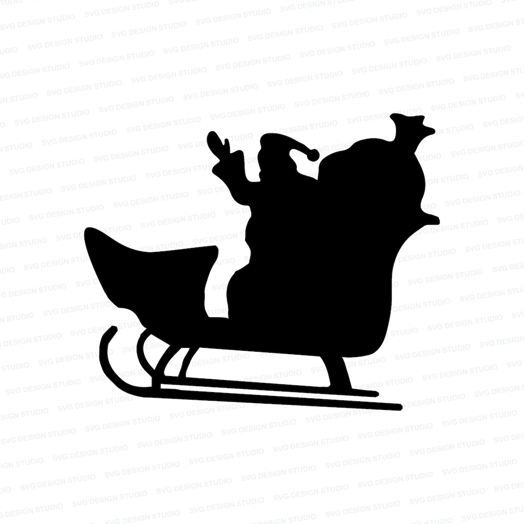 Santa Sleigh Silhouette SVG | Christmas Sleigh Silhouette SVG | Santa ...