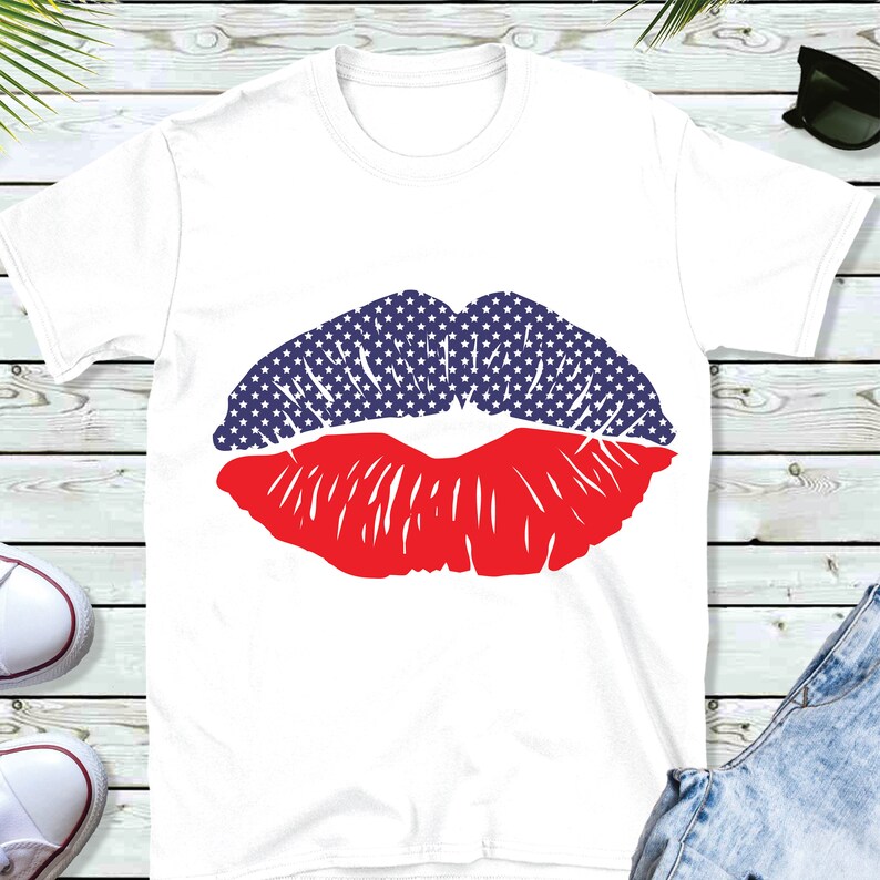 Lips Stars, Red and Blue / Patriotic Lips Svg / July 4 Lips Svg / July ...