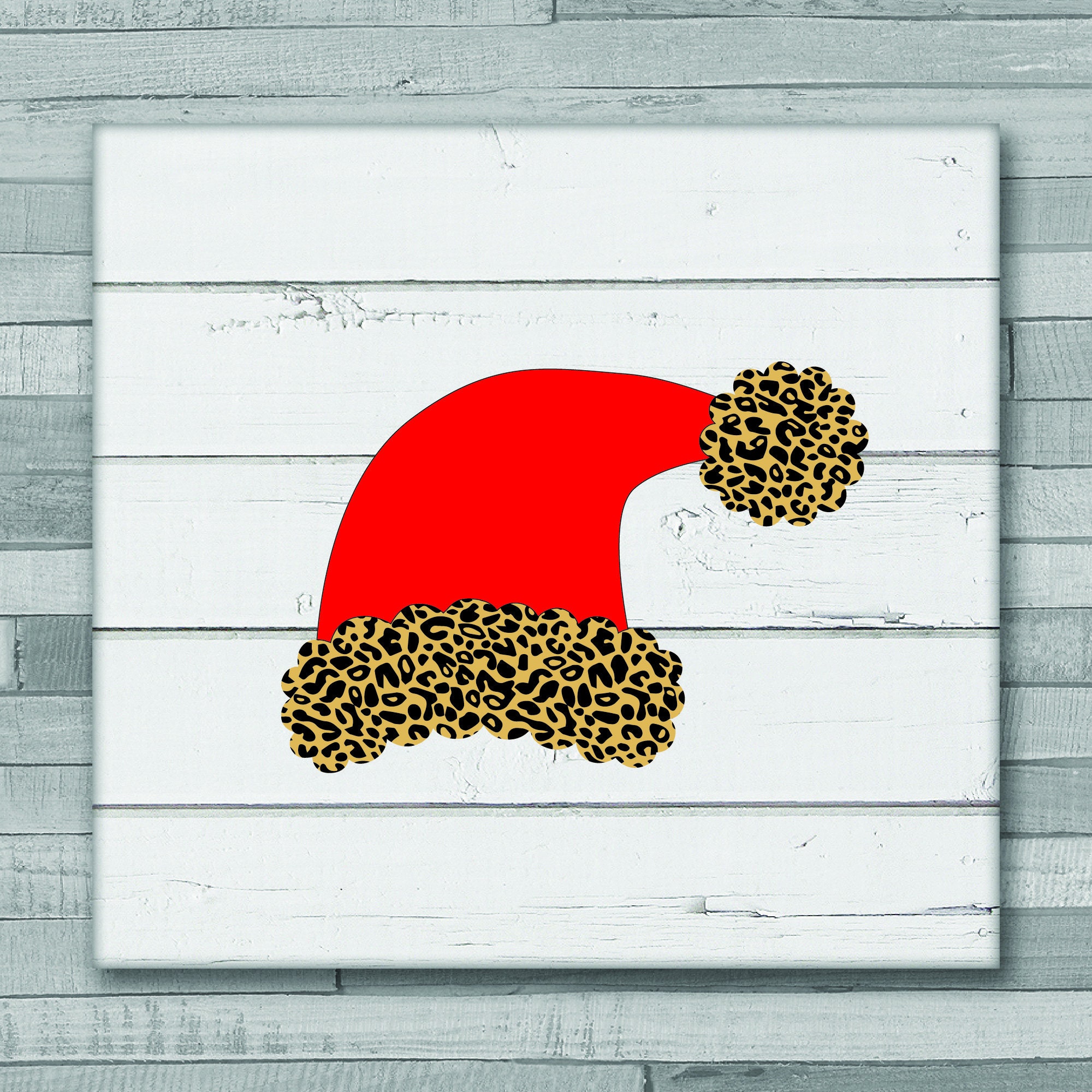 Leopard Santa Hat SVG / Vectored Leopard Santa Hat SVG / Santa | Etsy