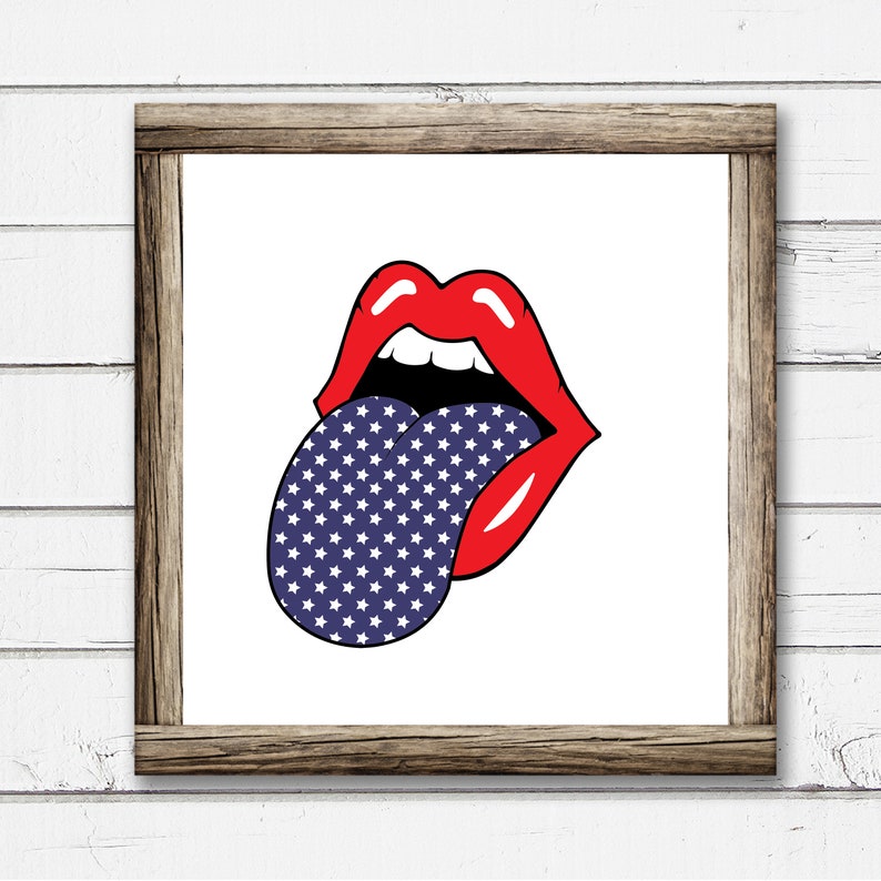 Luscious Lips With Stars Tongue Red Lips svg Rock Band | Etsy