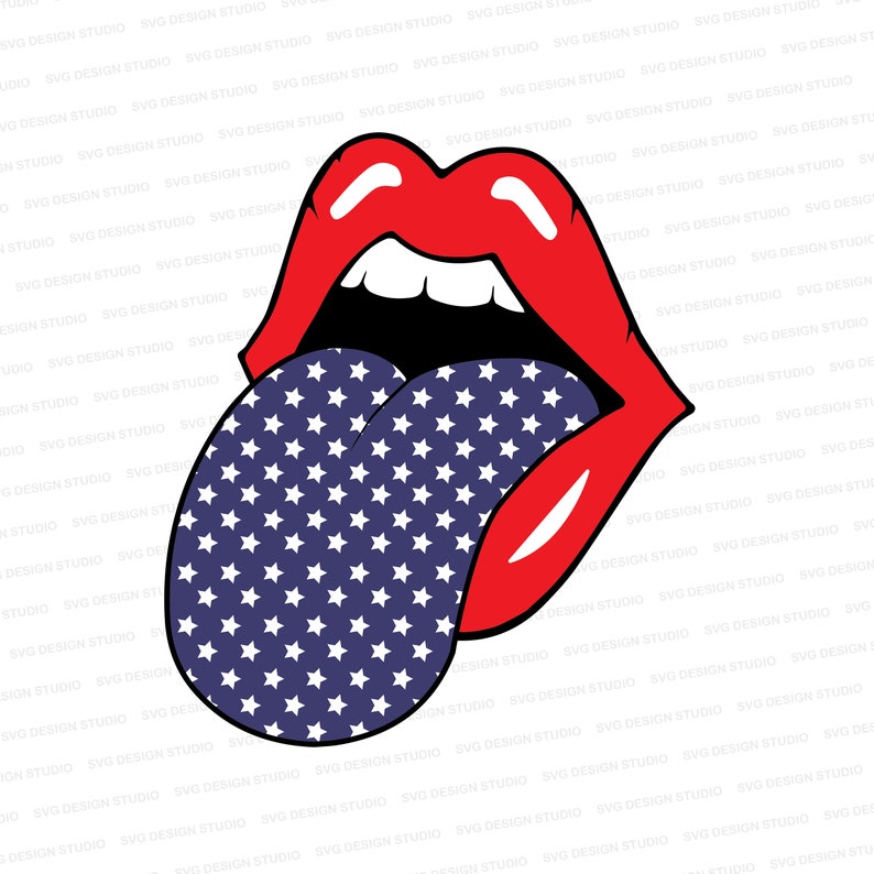Luscious Lips With Stars Tongue Red Lips Svg Rock Band - Etsy
