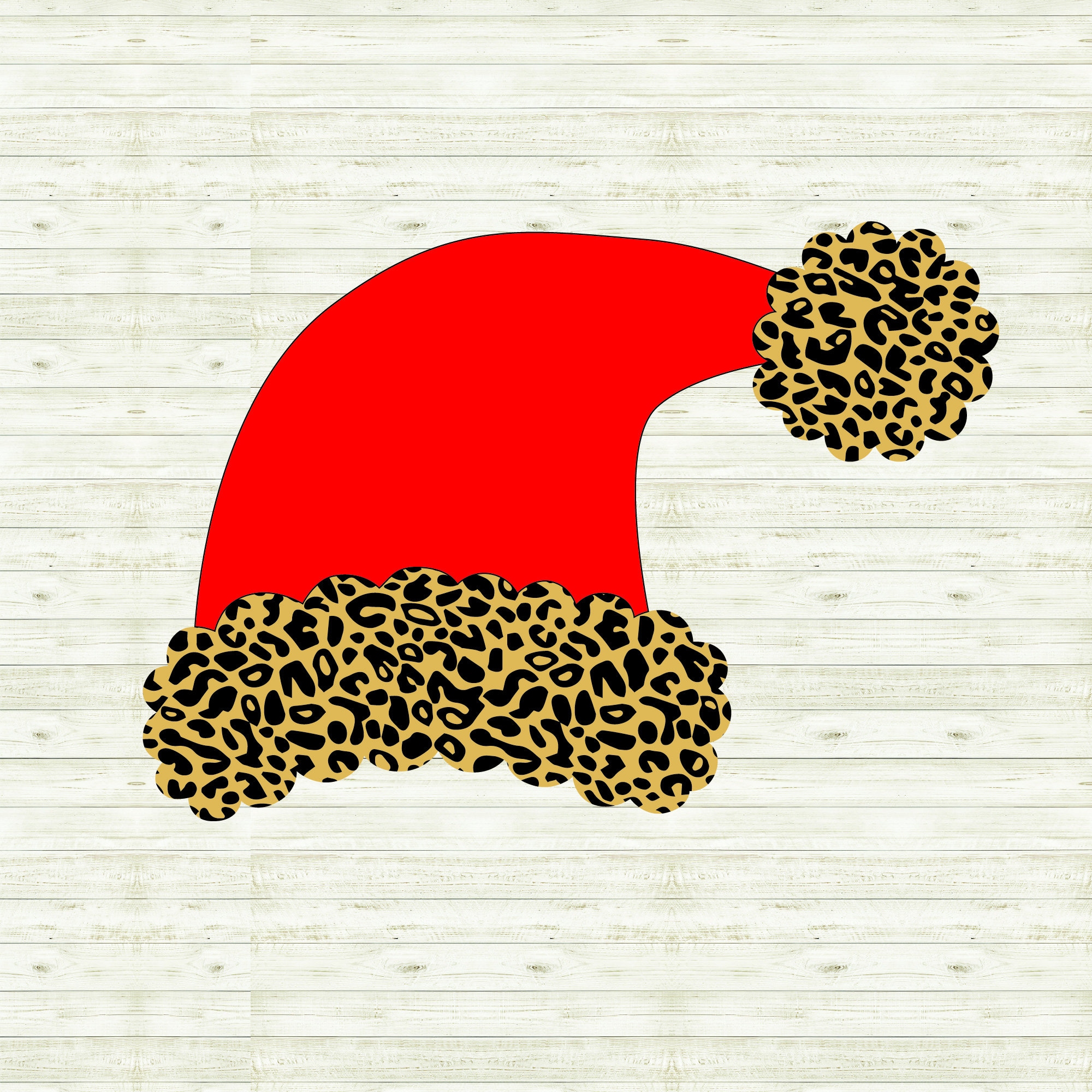 Leopard Santa Hat SVG / Vectored Leopard Santa Hat SVG / Santa | Etsy